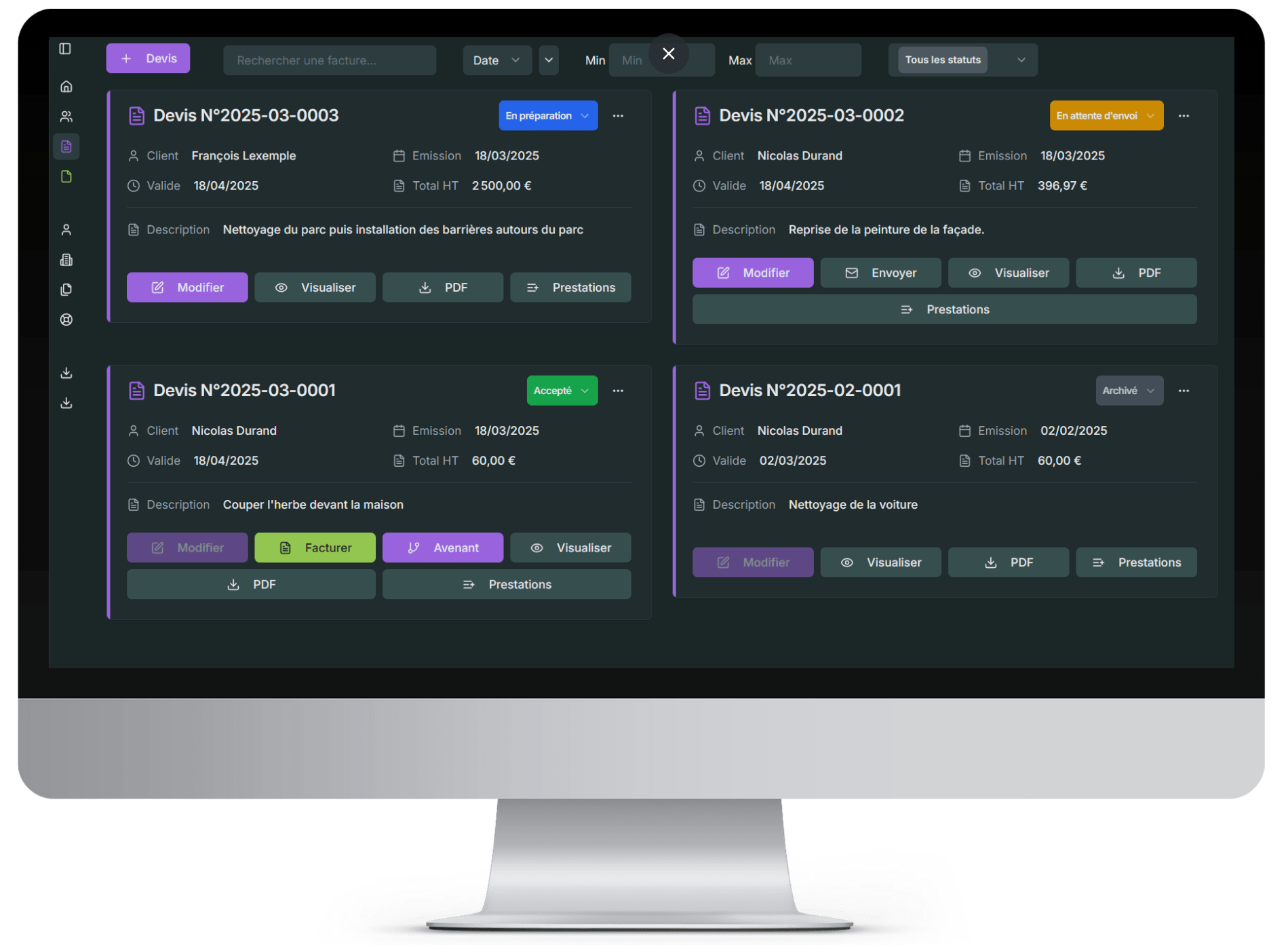 Devis Pro - Logiciel de facturation pour auto-entrepreneur